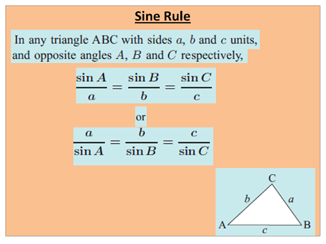 Math 10: SINE AND COSINE FORMULA