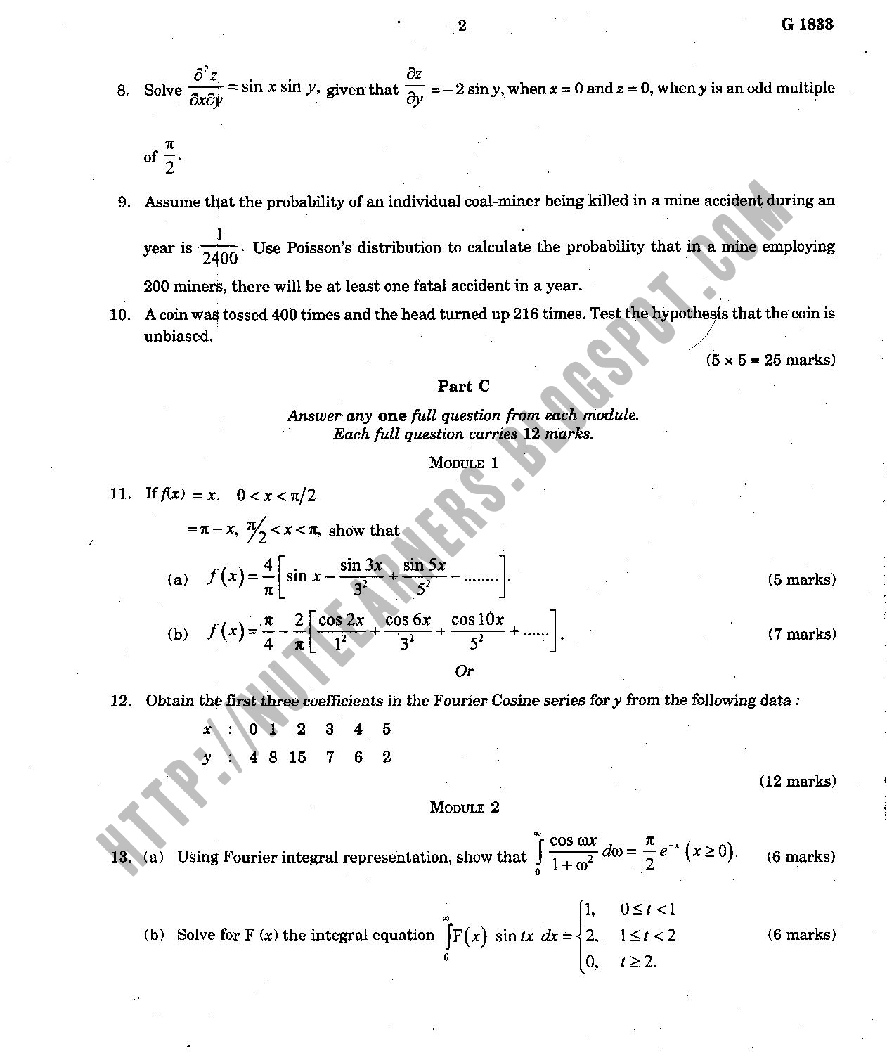 Engineering Mathematics III - MG University Question Paper | Nut Learners