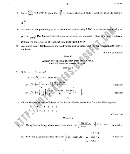 Engineering Mathematics III - MG University Question Paper | Nut Learners