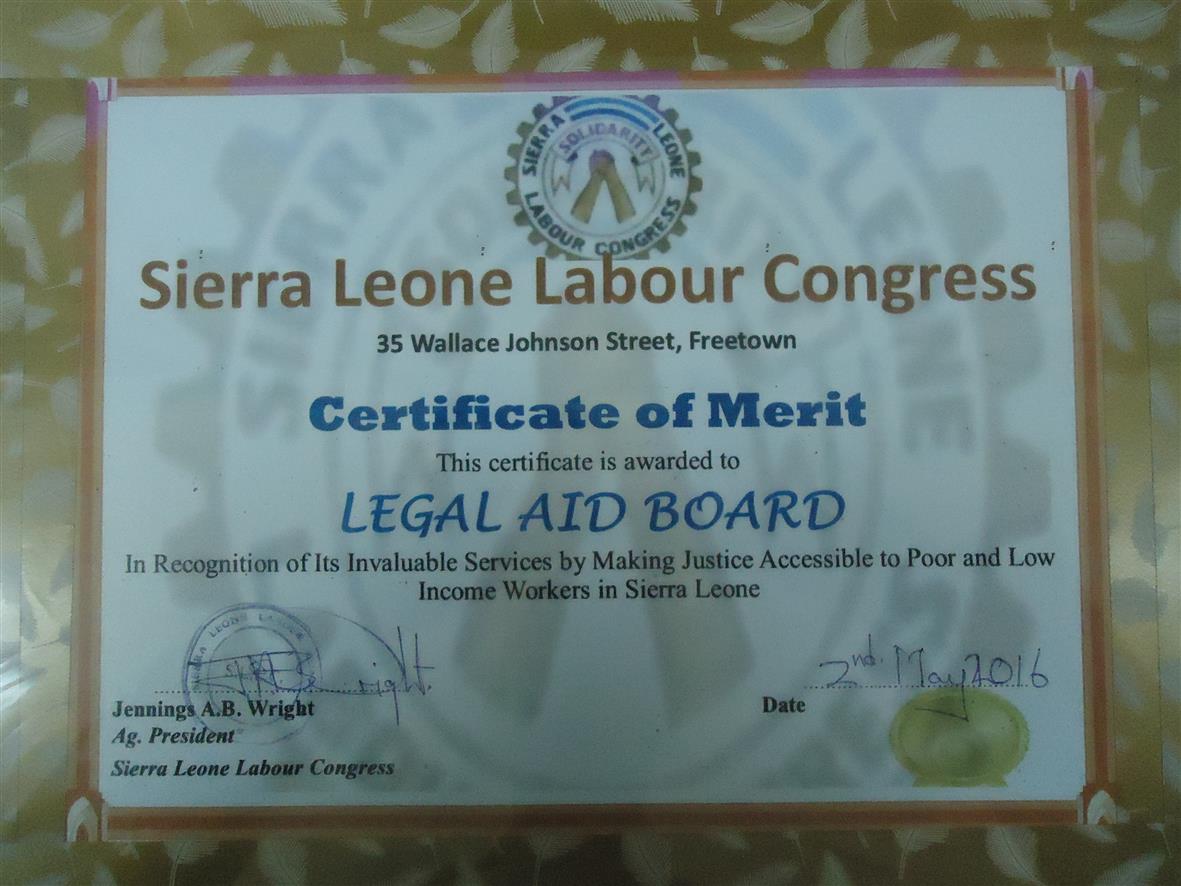 The Legal Aid Board has been reorganized for their hard work in the ...