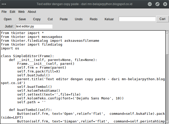 Membuat Text Editor di Python dengan Tkinter ~ Belajar Python Membuat Text Editor di Python dengan Tkinter ~ Belajar Python