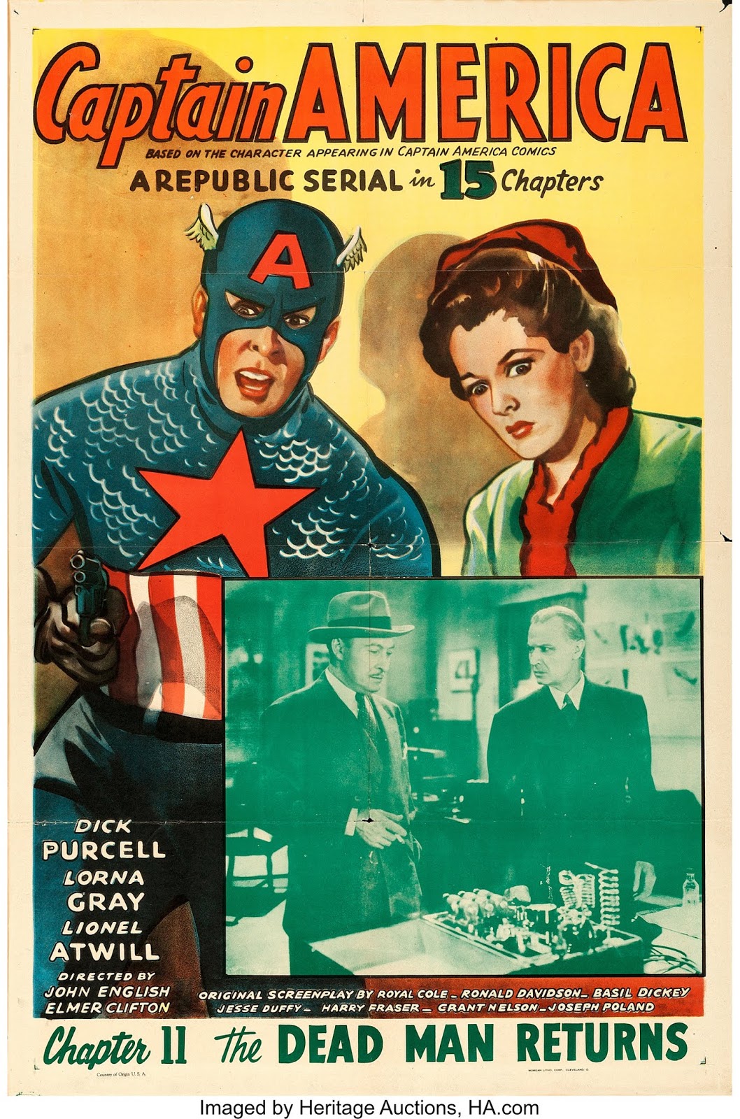 Vintage Captain America movie serial poster