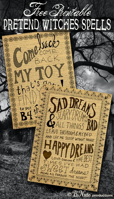 bnute productions: Free Printable Halloween Pretend Witches Spells