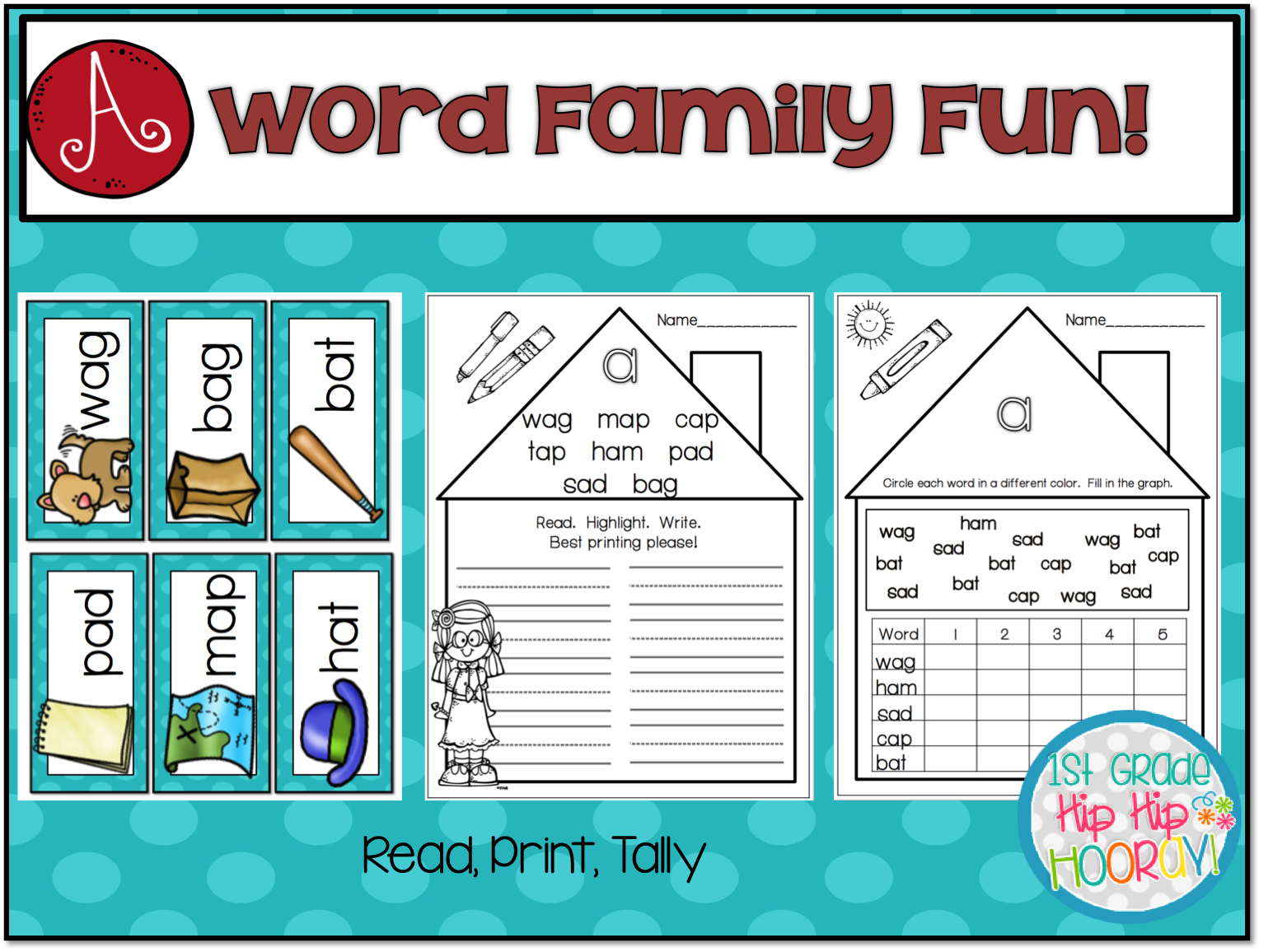 1st Grade Hip Hip Hooray!: Short Vowel Word Family Fun...AEIOU