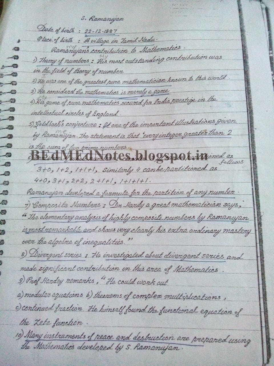 BEdMEdnotes: MATHEMATICANS NOTES - ARYABHAT,RAMANUJAM AND ECULIDS