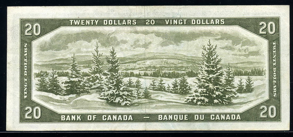 Canadian banknotes 20 Dollars banknote 1954 Queen Elizabeth II|World ...