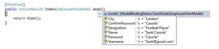 Model Binding in Asp.net MVC Razor with example | 20Fingers2Brains