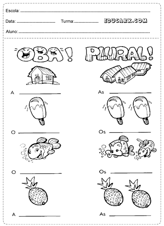 Atividades de singular e plural 2° ano Atividades de singular e plural ...