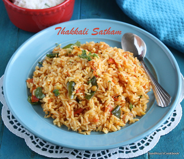 Sandhiya's Cookbook: Tomato Rice | Thakkali Satham | Variety Rice