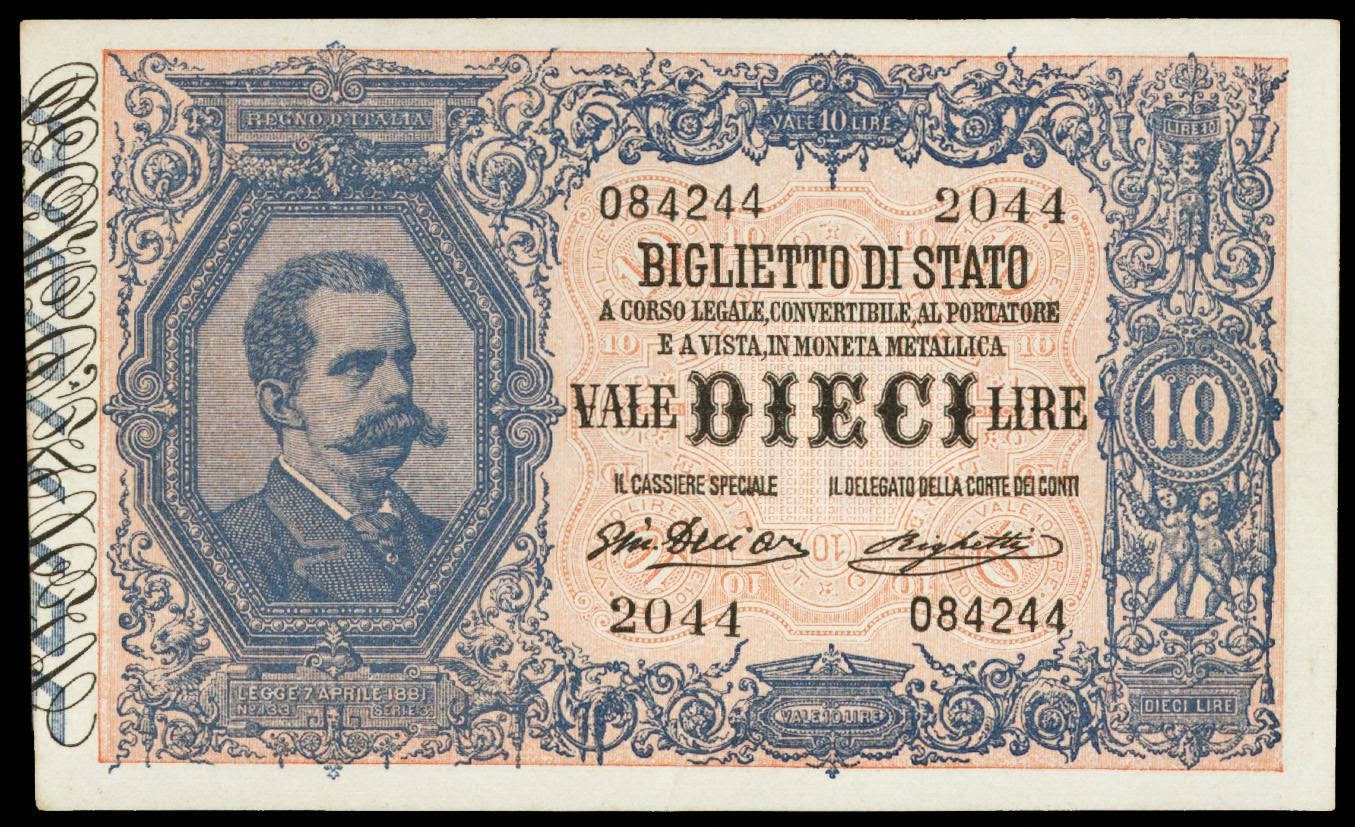 Italy 10 Lire banknote 1914 King Umberto I|World Banknotes & Coins ...