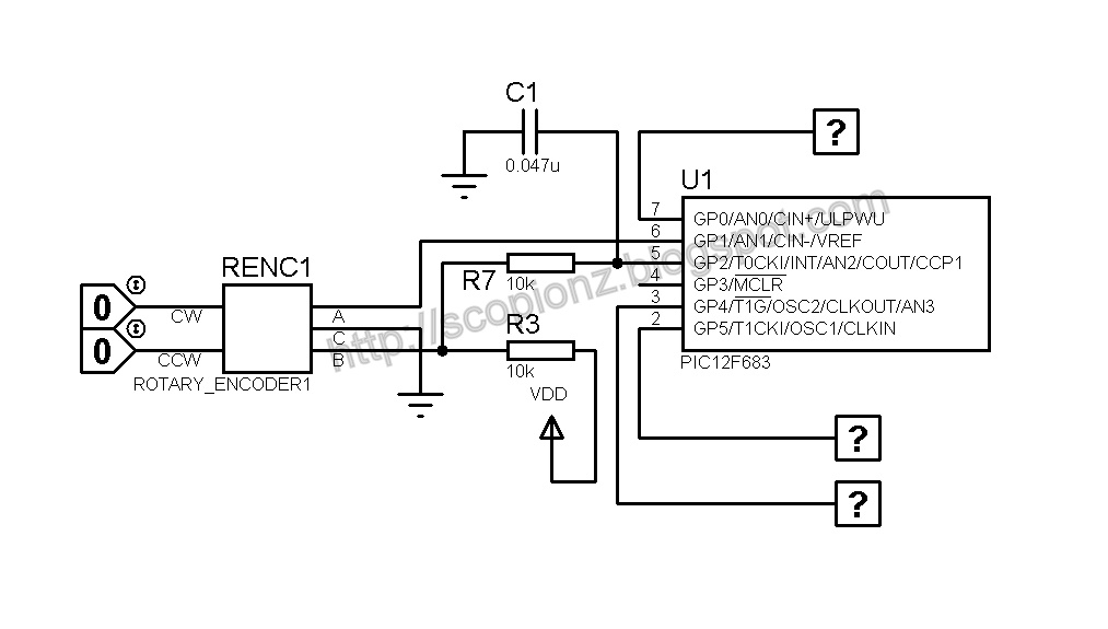 Rotary Encoder Decoder Circuit - PIC12F683 Microcontroller ~ Scorpionz ...