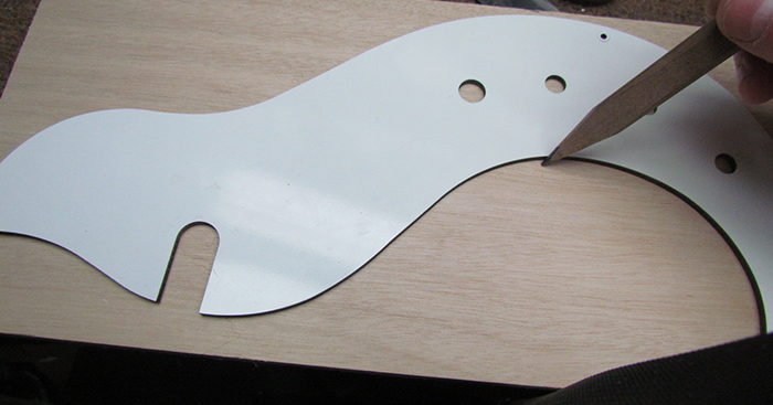 DIY Pearl Danelectro Pickguard Crawls Backward (When Alarmed)