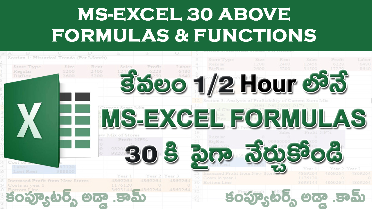 Above 30 Formulas & Functions in Ms-Excel - Computersadda