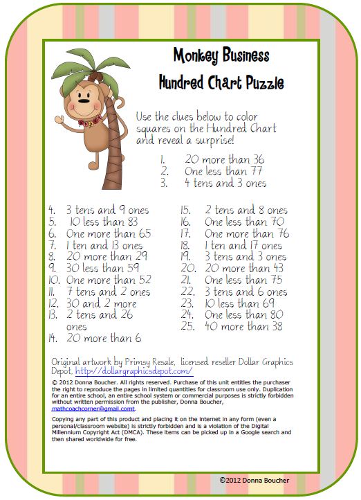 Classroom Freebies Too: Monkeying Around with Hundred Charts