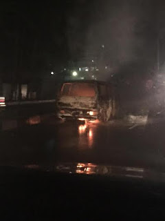 Photos: Bus Catches Fire along VI, Fire Service curtails spread