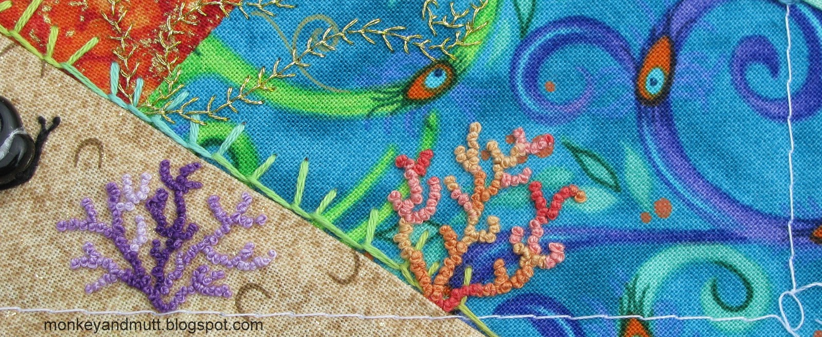 Hand Stitched Treasure: Under the Sea Block Step 7: Ocean Floor Motifs