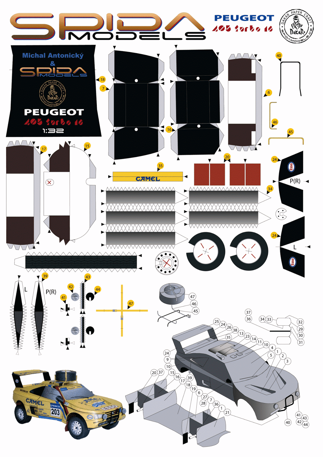 SP. Papel Modelismo: PaperCraft Peugeot 405 Turbo 16 - Dakar Rally