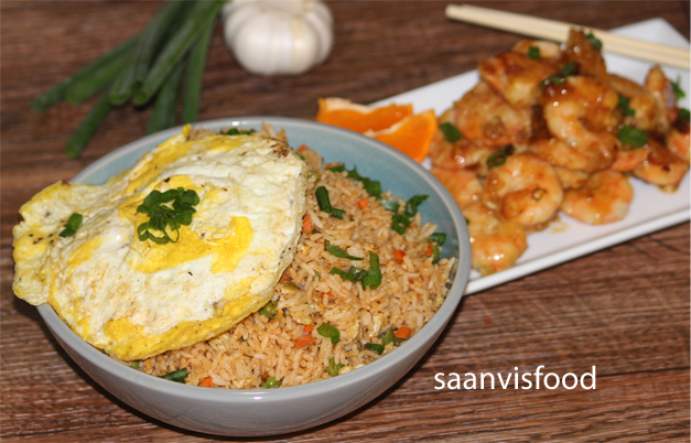 Saanvis food: Indonesian Fried Rice using Shrimp Paste (Nasi Goreng)