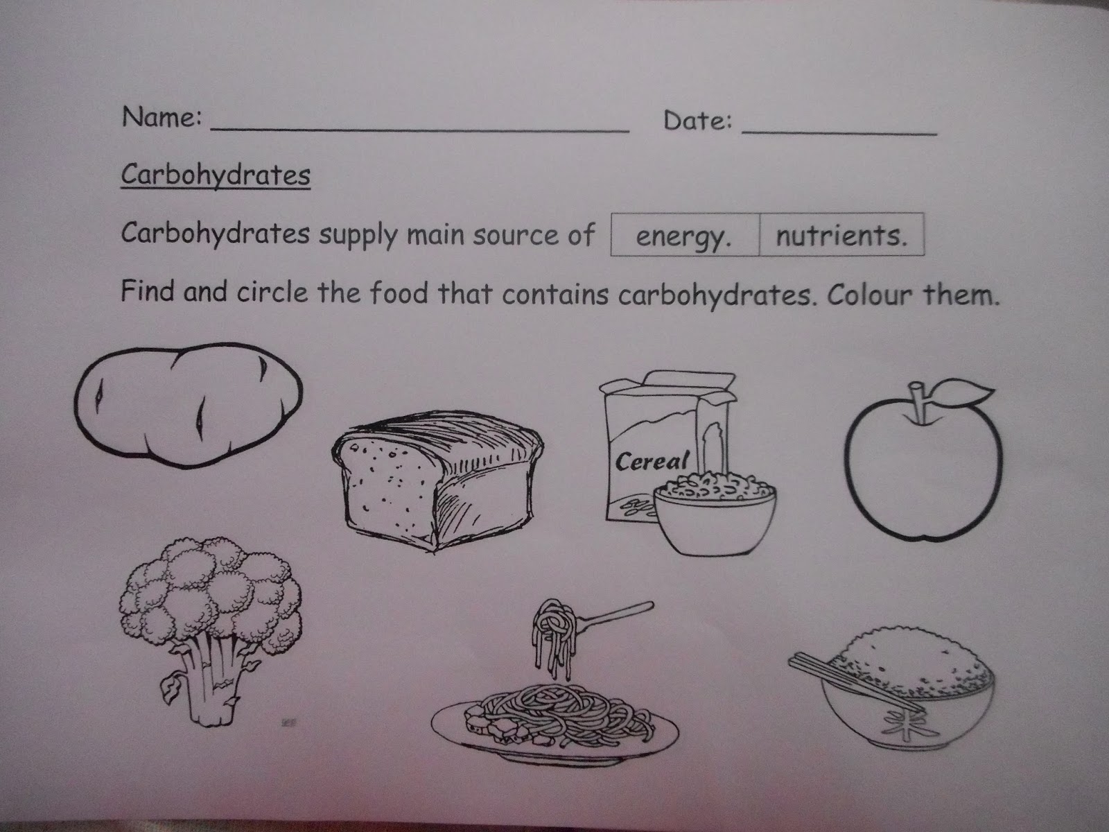 Wonderful & Happy Peers!: Worksheet - Carbohydrates