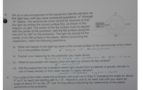 Physics 4C jchavez: Experiment 7: Introduction to Reflection and Refraction