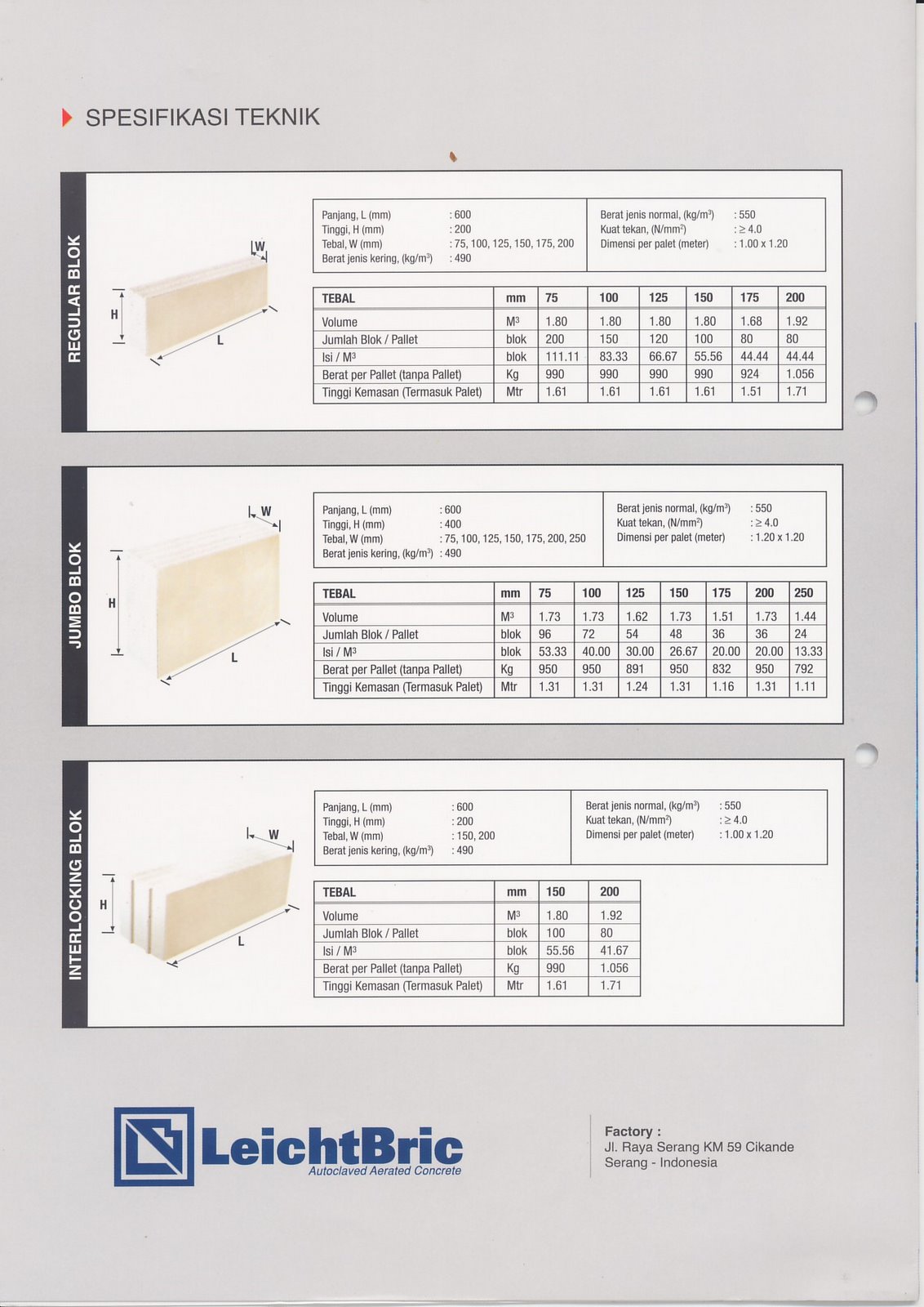 Bata Ringan : LEICHTBRIC - [Suplier-Material] Pemasuk Material Bangunan