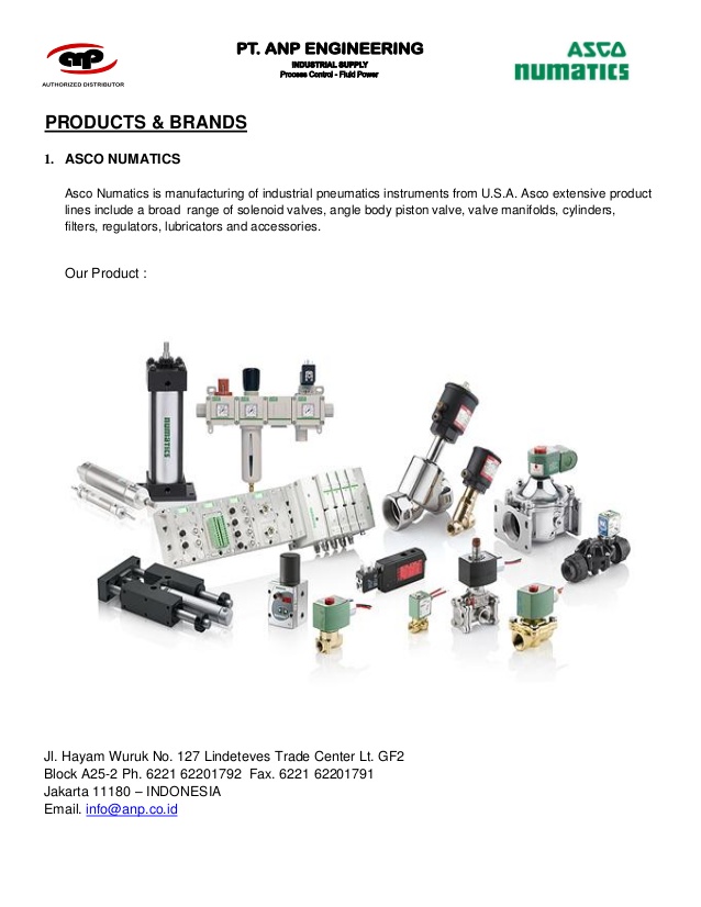 AUTHORIZED DISTRIBUTOR ASCO NUMATICS INDONESIA: COMPANY PROFILE