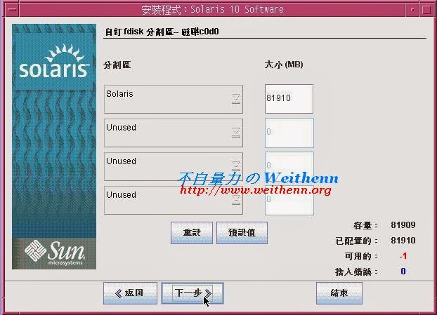 圖解安裝 Solaris 10 及 11 ~ 不自量力 の Weithenn