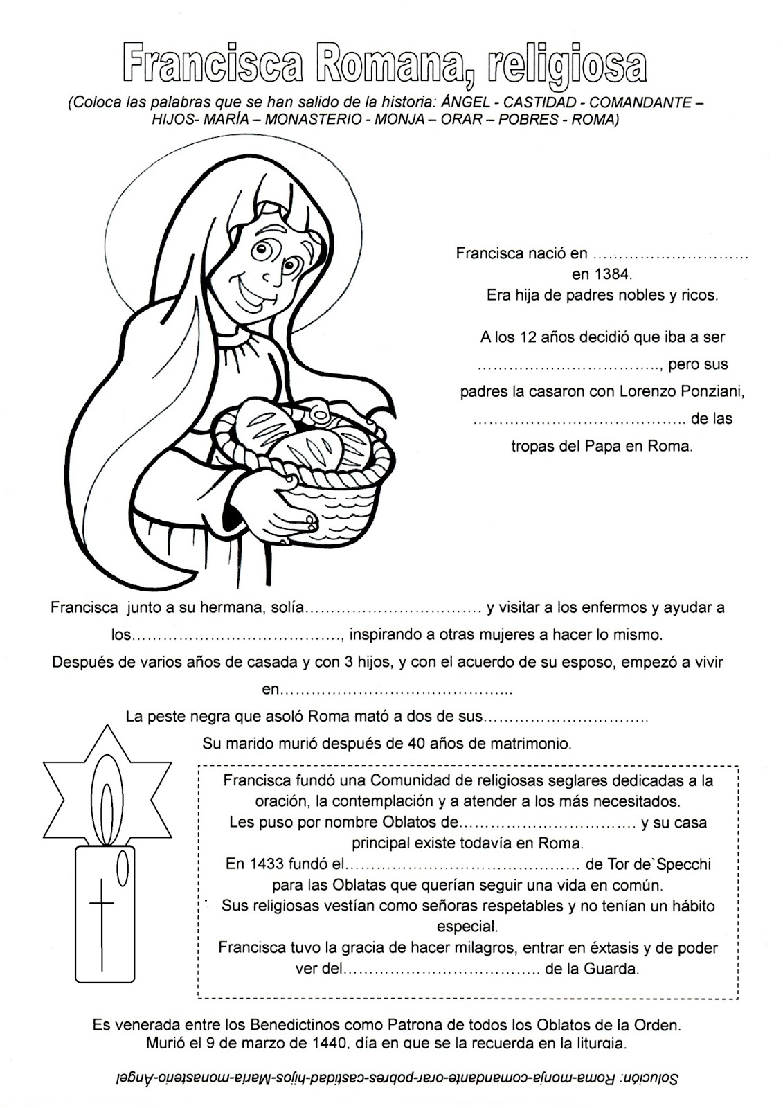 La Catequesis (El blog de Sandra): Recursos Catequesis Santa Francisca ...