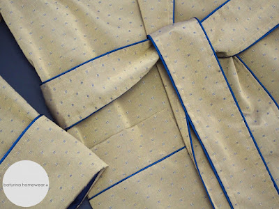 Men's Gold and Blue Silk Dressing Gown