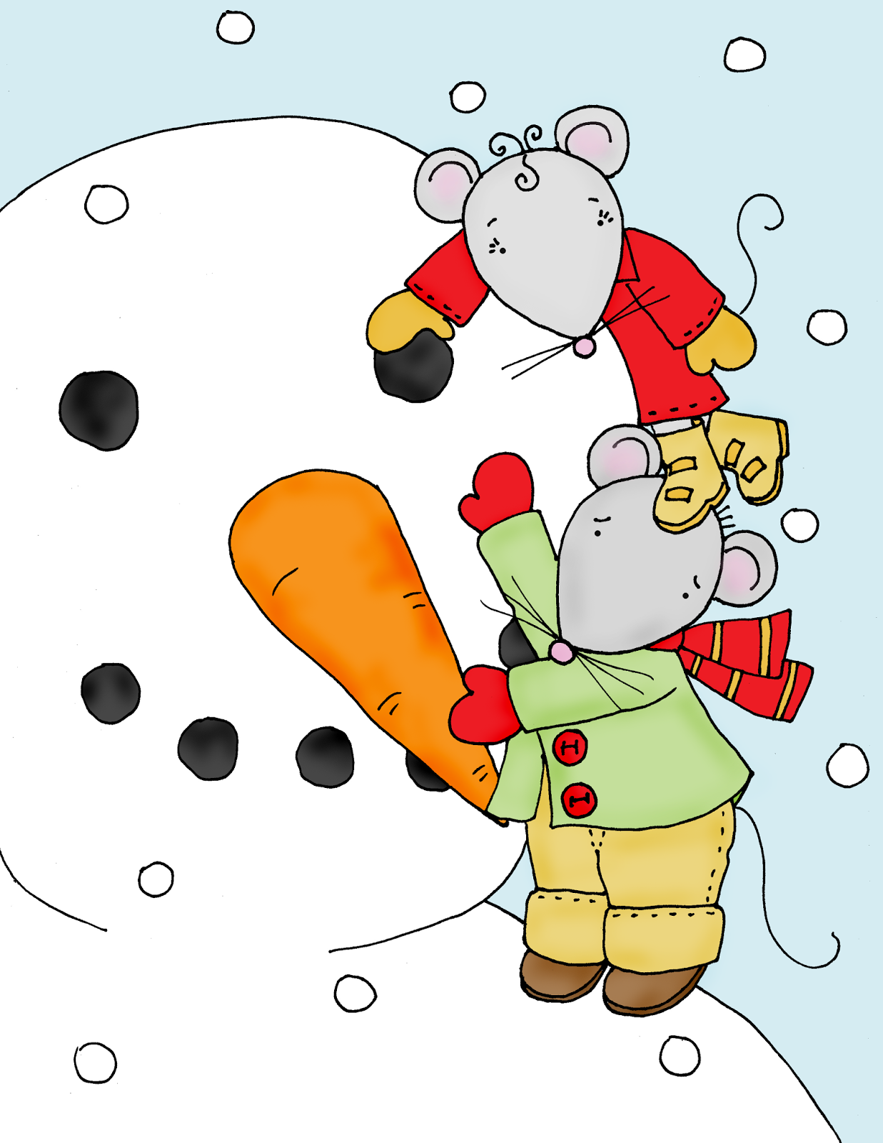 Free Dearie Dolls Digi Stamps: The Mice Build a Snowman