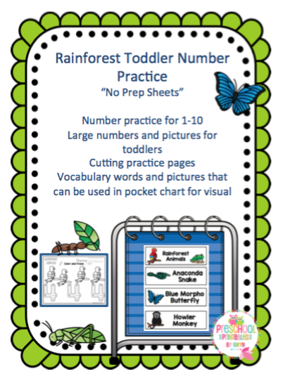 Rainforest Toddler Number Practice ~ Preschool Printables