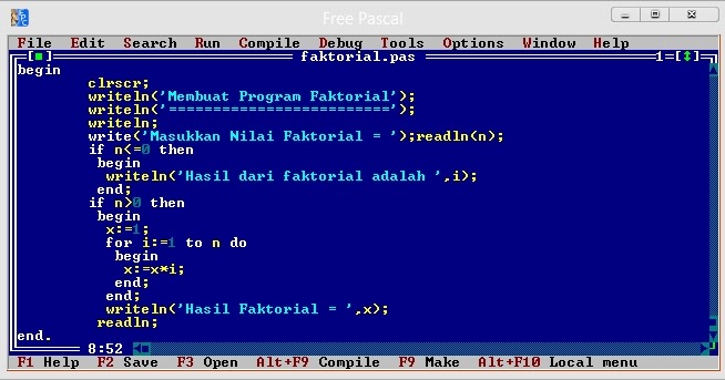 Tekno Informatika: Membuat Program Faktorial Dengan Pascal