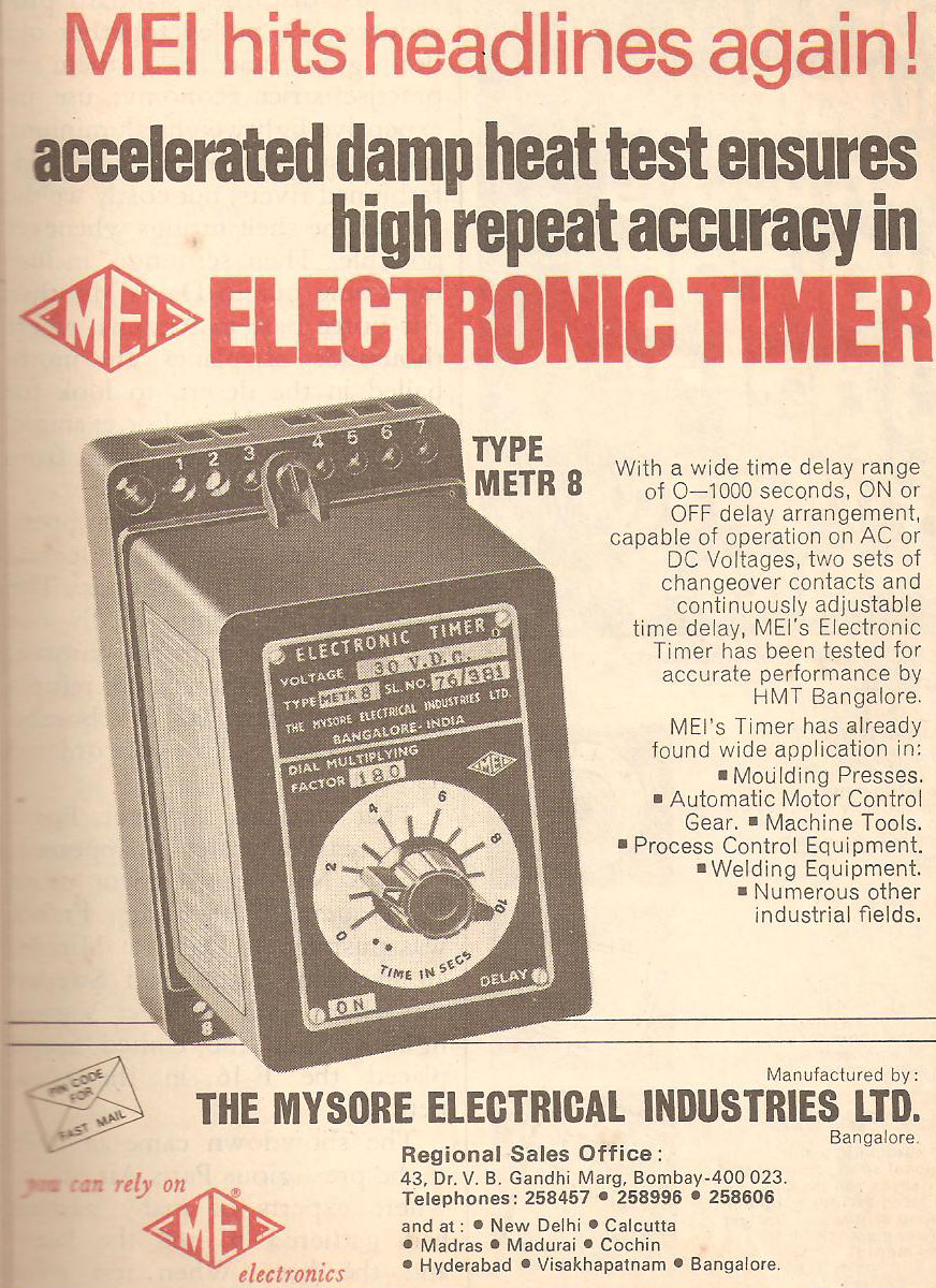 ELECTRONIC TIMER the Magazine Ad - Classic Indian Advertisements