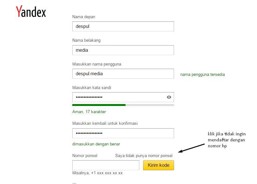 Cara Daftar Akun Atau Email Yandex | Despul Media