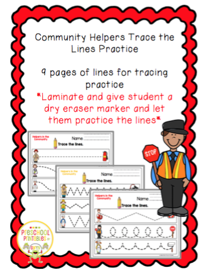 Community Helpers Tracing Lines Practice ~ Preschool Printables