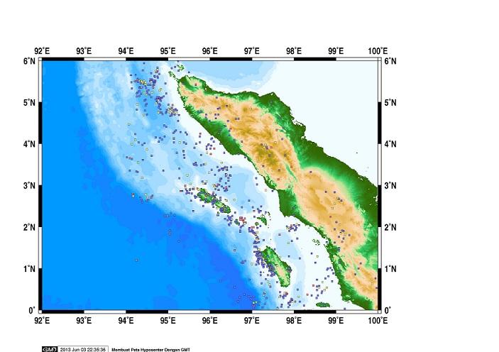 Membuat Peta Hyposenter Gempa Dengan GMT ~ Raga Bhumi