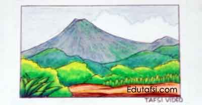 Cara Menggambar Pemandangan Gunung Merapi Dengan Oil Pastels - Mata ...