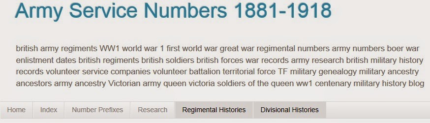 Army Service Numbers 1881-1918: Regimental and Divisional Histories