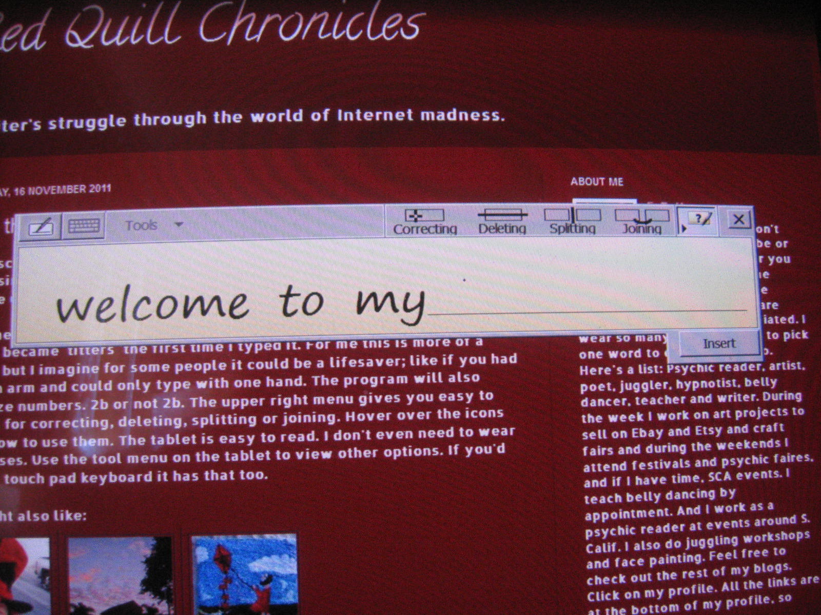 Red Quill Chronicles: Using the Table PC Input Panel