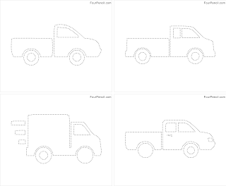 Four Dotted: Free printable Truck dotted drawing worksheet/activity for ...
