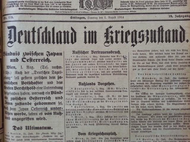 First World War Commemoration Site Ettlingen, Germany: Local Newspapers ...