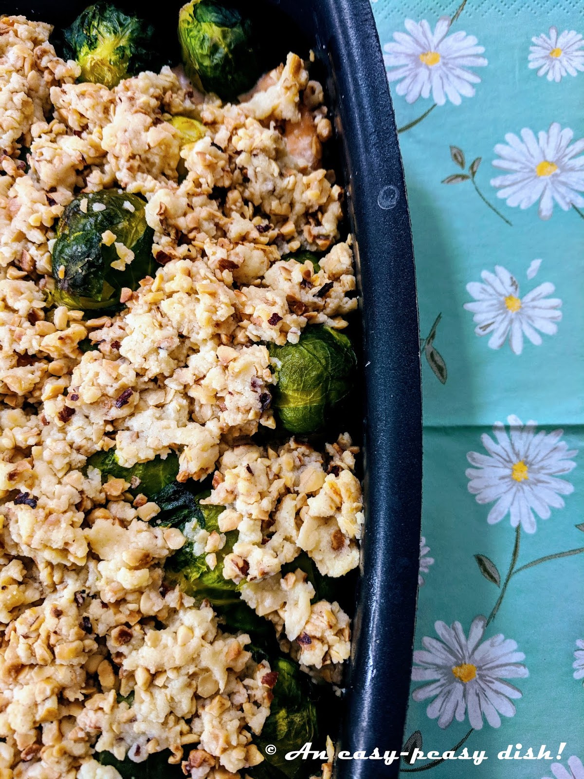 SALMON AND BRUSSELS SPROUT SAVOURY CRUMBLE