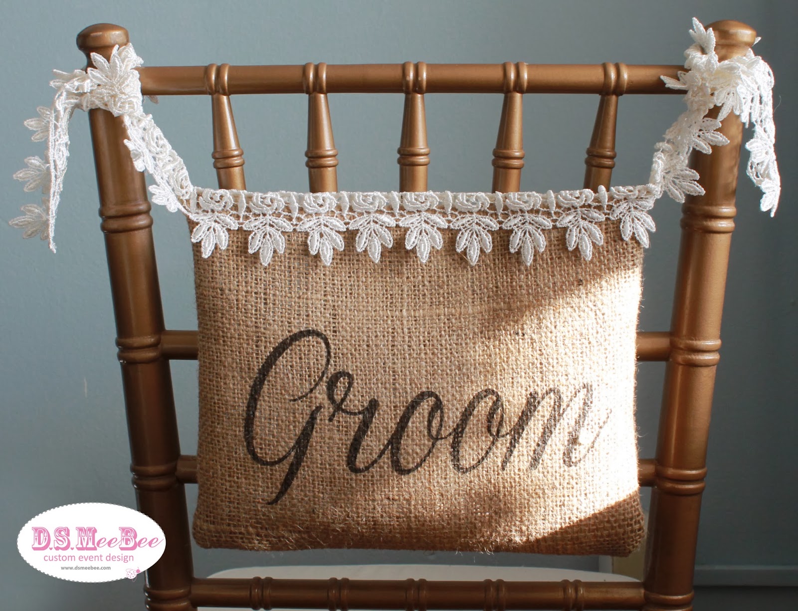 DSMeeBee: Rustic Burlap and Lace Bride and Groom Signs