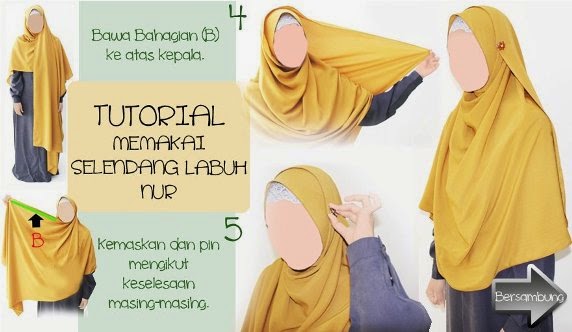 Tudung Labuh Selesa: Cara Pakai Shawl Labuh Tutup Dada & Belakang