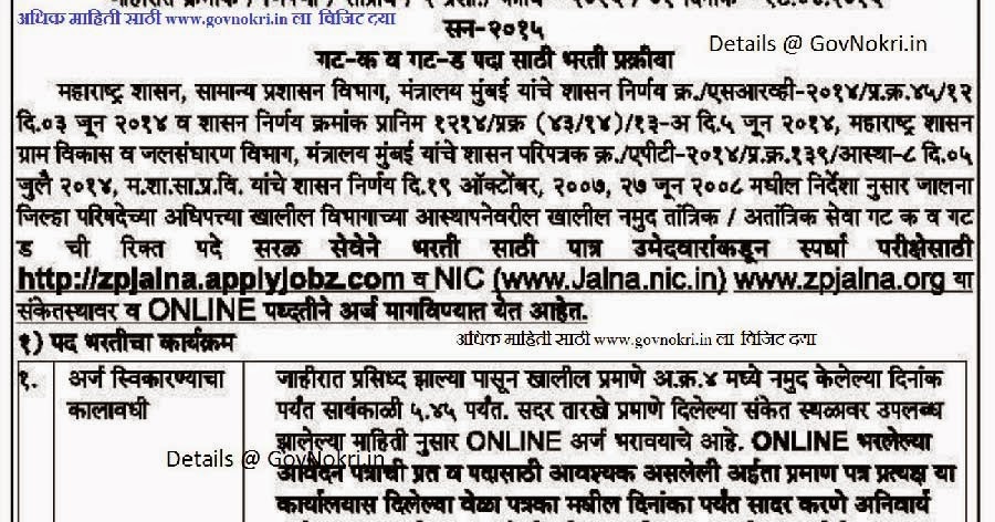 Zilla Parishad Jalna Bharti 2015