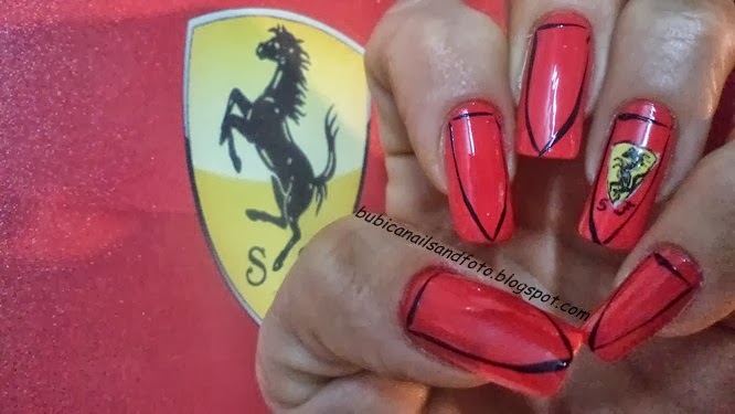 simple nails: 291 Scuderia Ferrari nail art FERRARI