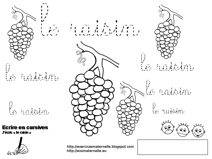 Maternelle: Ecrire en cursives et graphisme : la vigne et le raisin