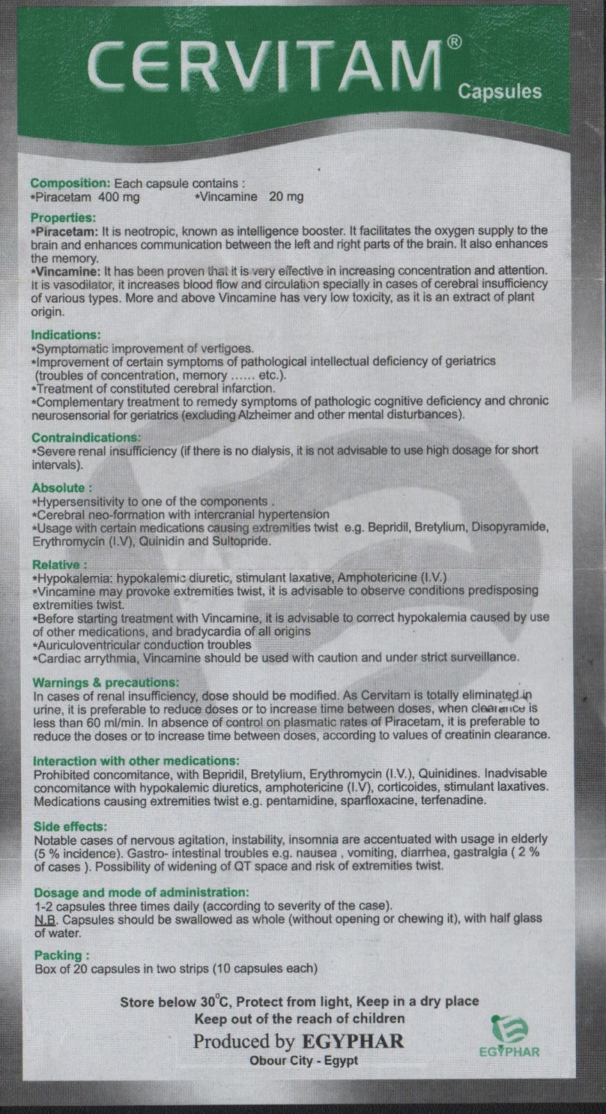 Drug Pamphlet: cervitam