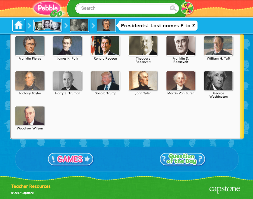 The Library Voice: PebbleGo Biographies Includes All Of Our Presidents ...