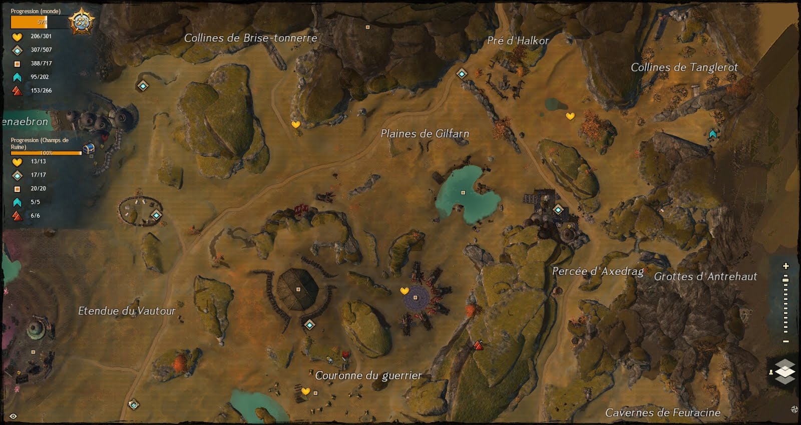 Découvre Guild Wars II: Cartographie Champs de ruine - Zone 30 à 40